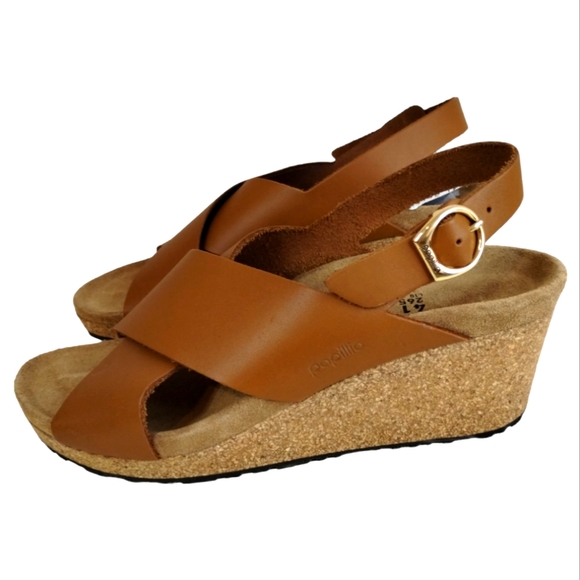 Papillio | Shoes | Papillio Samira Birkenstock Slingback Cork Wedge ...